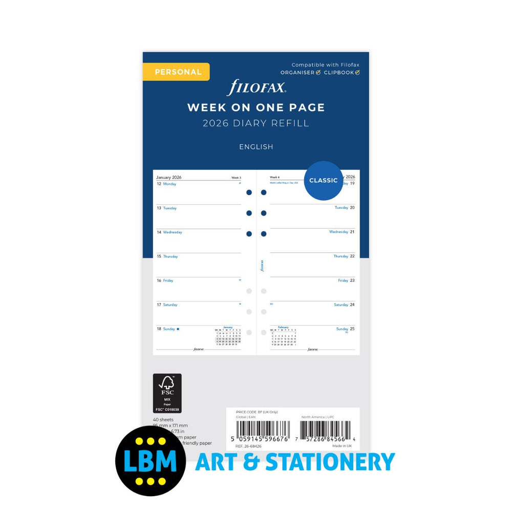 Filofax 2026 Diary Refills - Organiser