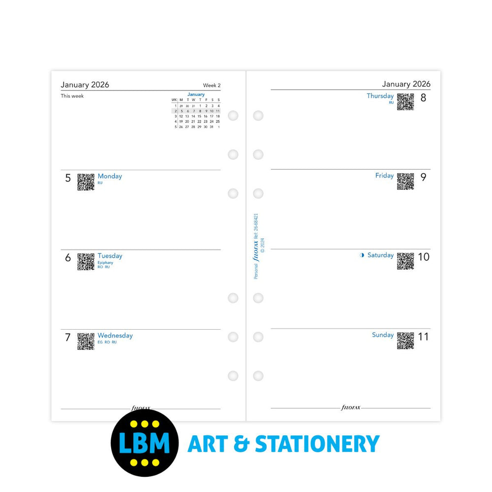 Filofax 2026 Diary Refills - Organiser