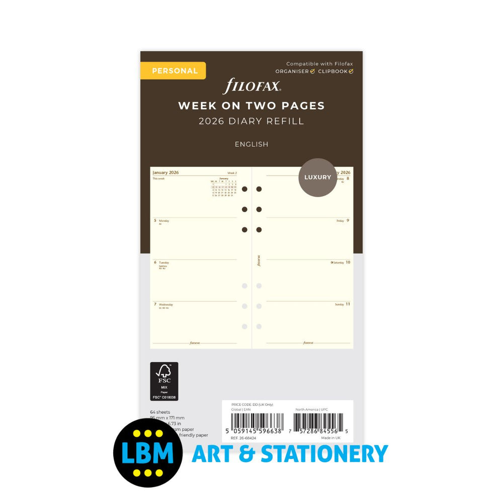 Filofax 2026 Diary Refills - Organiser